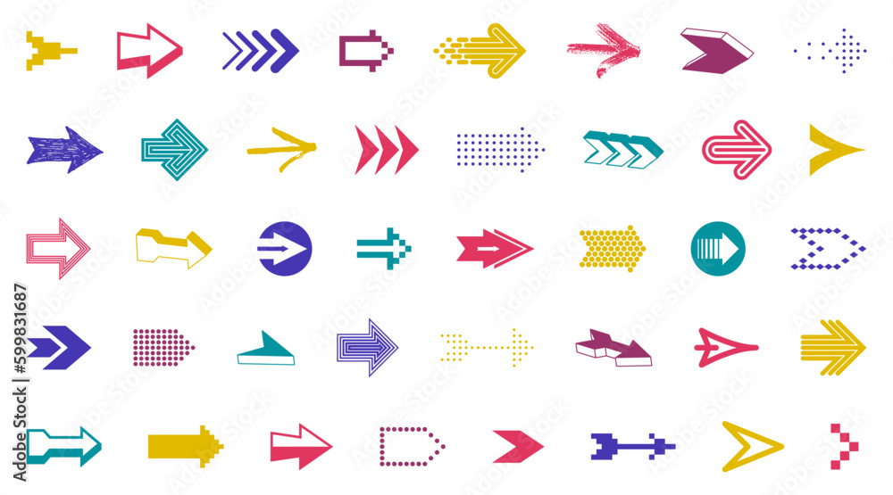 Arrow symbols big set of different shapes styles and concepts, cursors ...