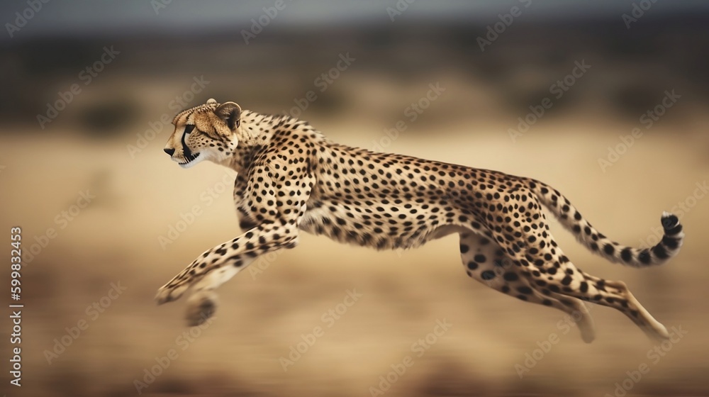 Powerful cheetah in motion, running with breathtaking speed ...