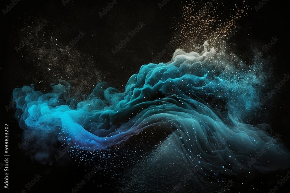 Color mist. Glitter smoke. Paint water splash. Magic potion. light blue ...