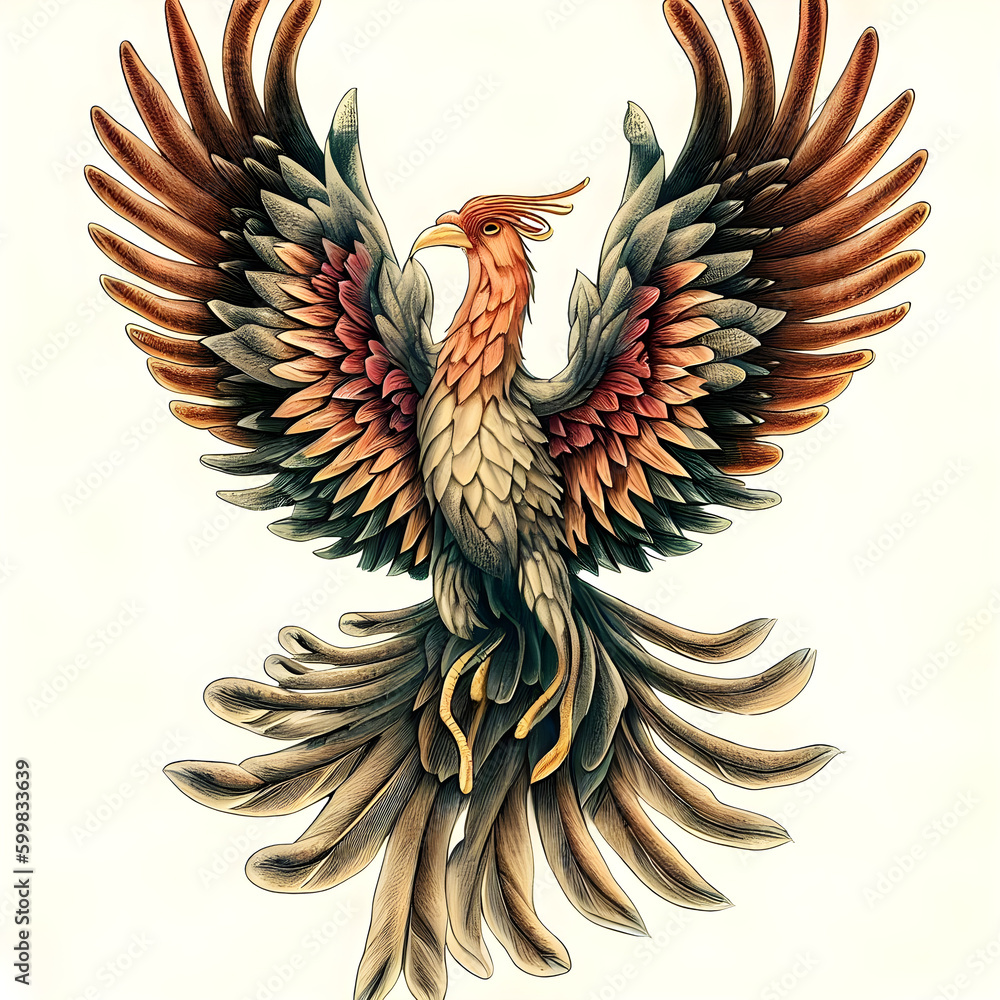 phoenix on fire greek mythology pencil drawing Generative AI Stock ...