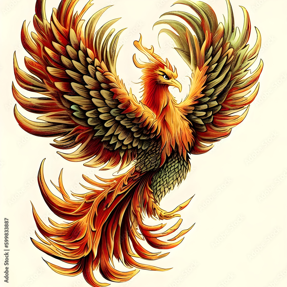 phoenix on fire greek mythology pencil drawing Generative AI Stock ...