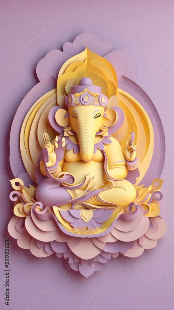 Ganesha paper cut art with colorful background. Generative AI Stock ...