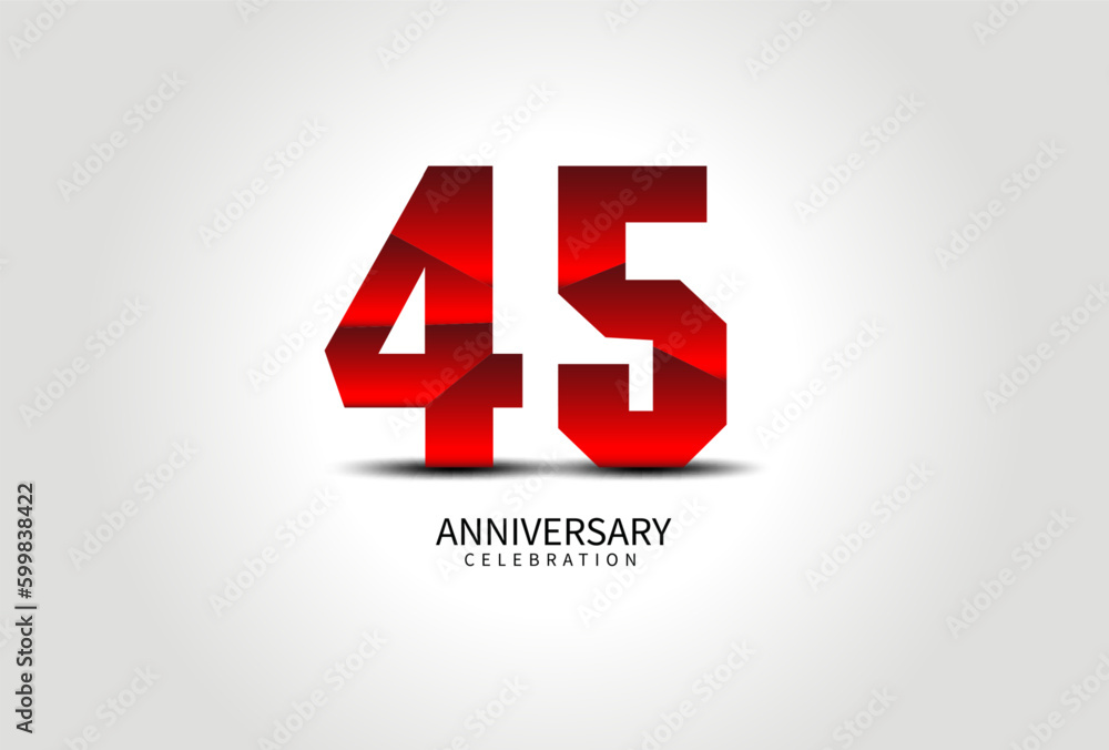 45 Year Anniversary Celebration Logo red vector, 45 Number Design, 45th ...