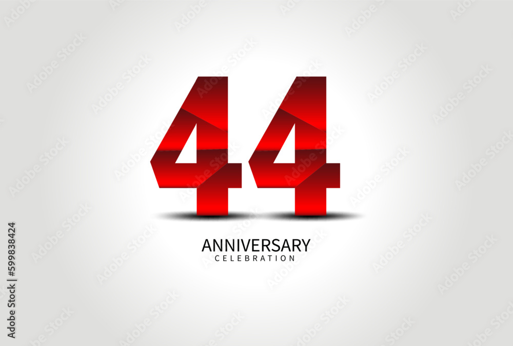 44 Year Anniversary Celebration Logo red vector, 44 Number Design, 44th ...