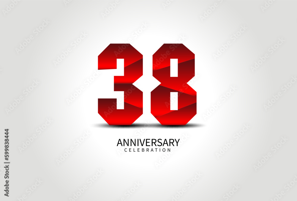 38 Year Anniversary Celebration Logo red vector, 38 Number Design, 38th ...