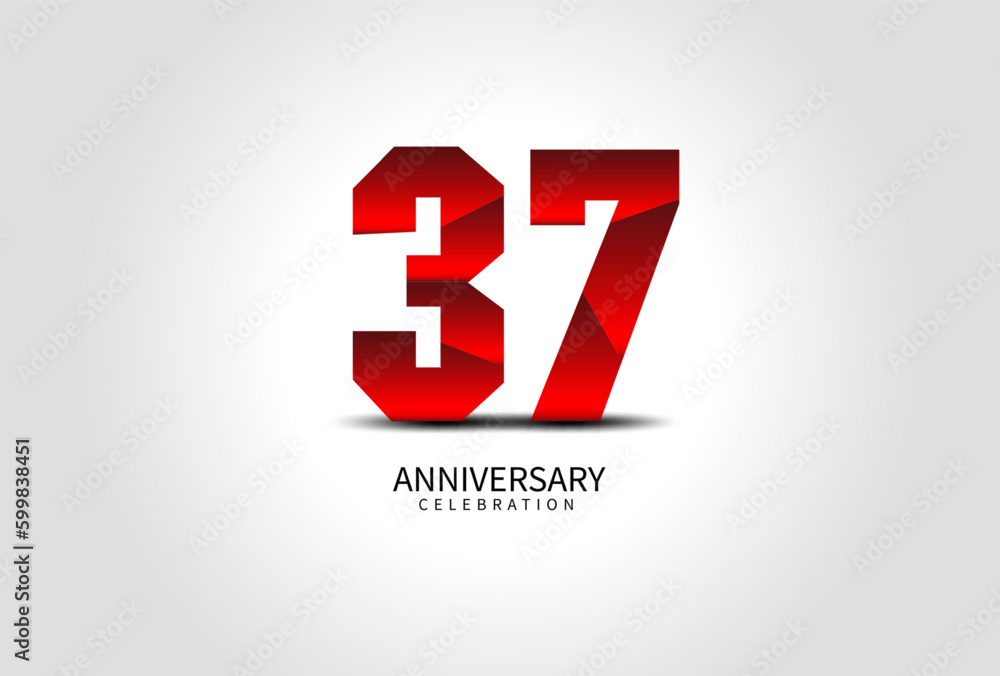 37 Year Anniversary Celebration Logo red vector, 37 Number Design, 37th ...