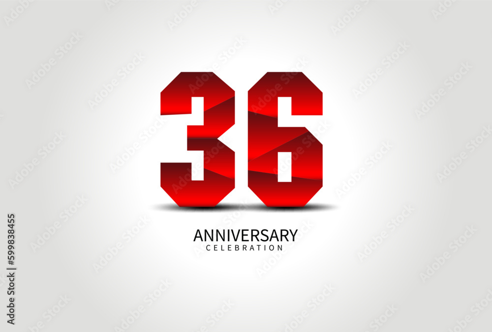 36 Year Anniversary Celebration Logo red vector, 36 Number Design, 36th ...
