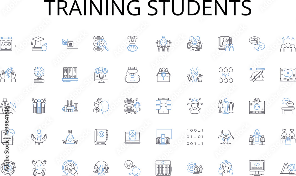 Training students line icons collection. Analytics, Statistics, Metrics ...