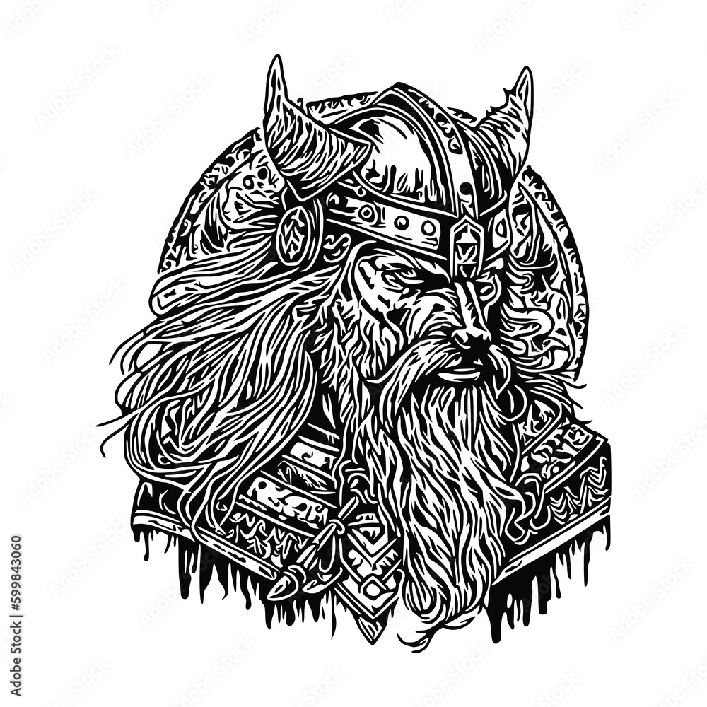 Viking man vector illustration. Isolated on white background. Stock ...