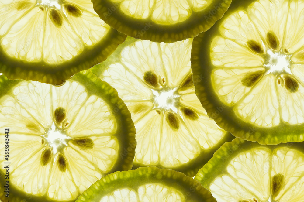 Microscopic view of wild lemon pieces forming a beautiful texture ...