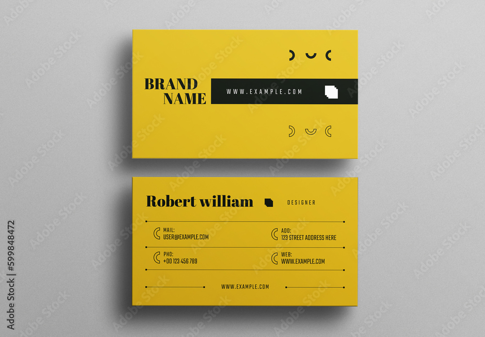 Yellow Color Business Card Design Layout Stock Template | Adobe Stock