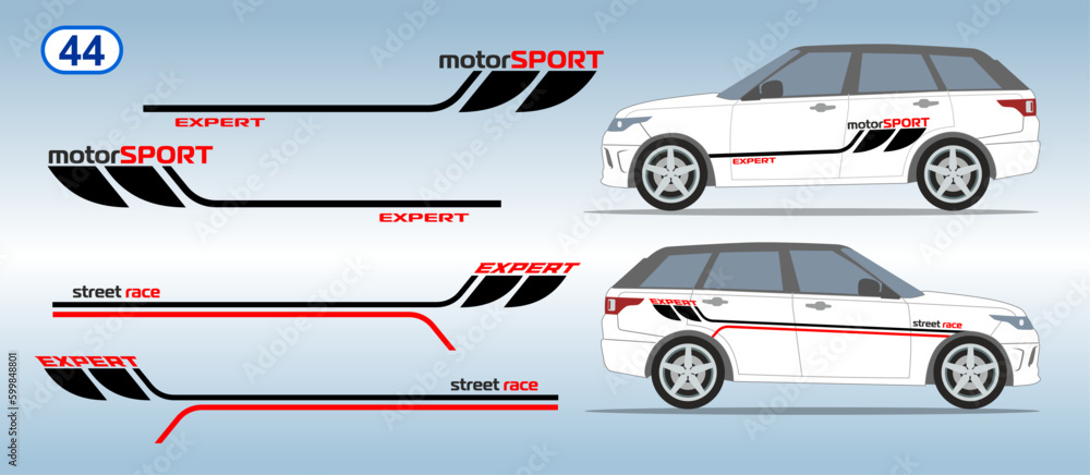 Car side door sticker stripe design. Auto vinyl decal template ...
