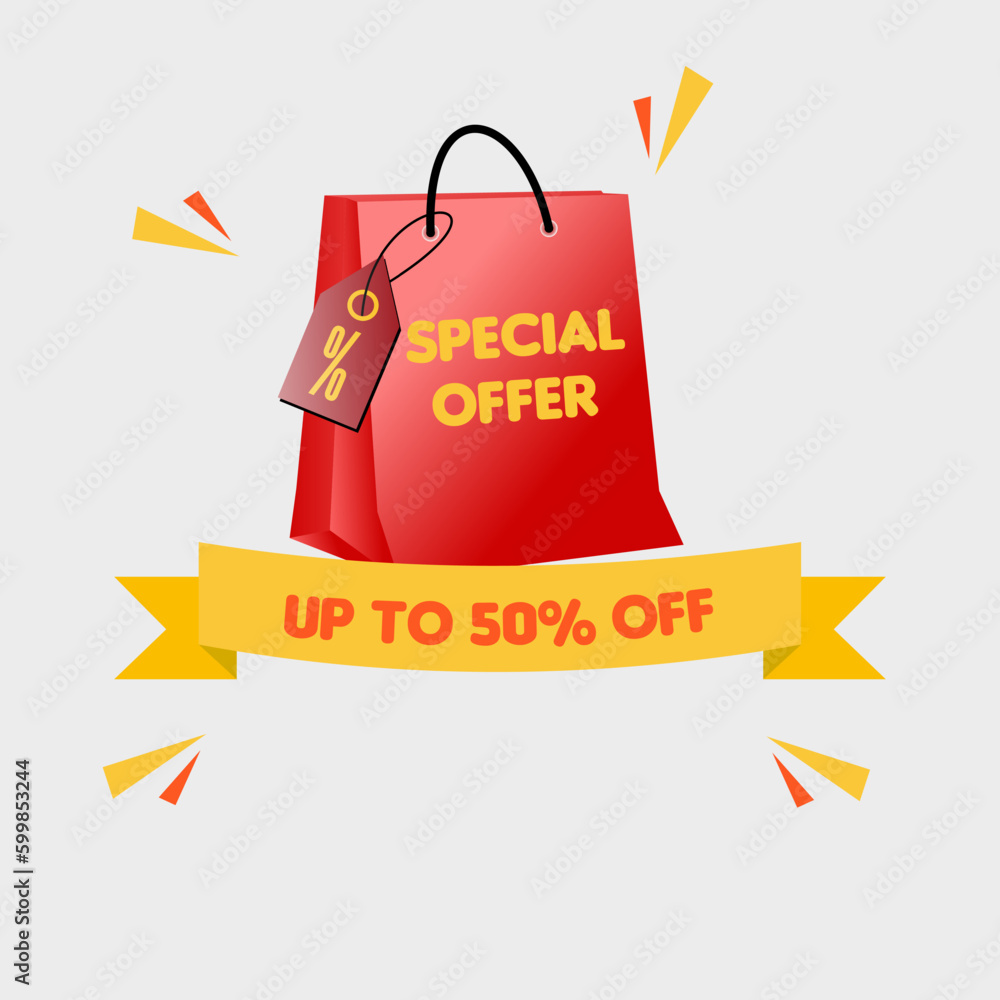 Special offer. Up to 50% off. Special Offer Banner with Red Gradient 3D ...