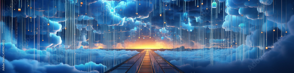 Concept art of cloud computing with an ethereal network of ...