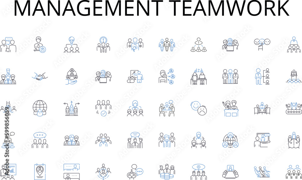 Management teamwork line icons collection. Architecture, Construction ...