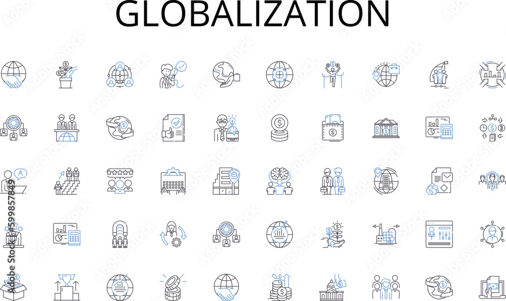 Globalization line icons collection. Collaboration, Trust, Equality ...