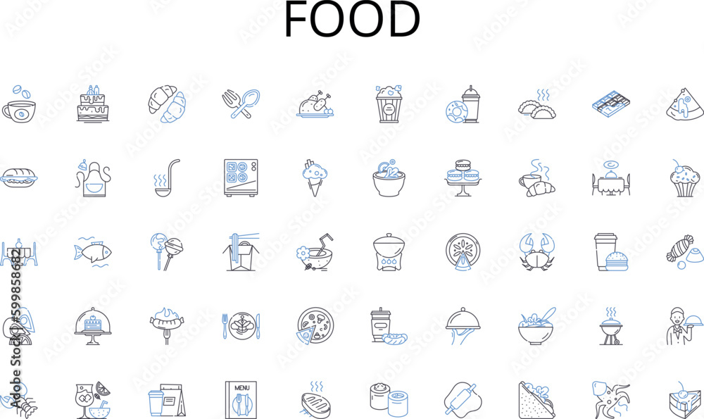 Fototapeta mapa świata dla dzieci Food line icons collection. Youth ... Fototapeta mapa świata dla dzieci Food line icons collection. Youth ...
