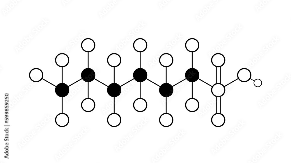 perfluorohexanesulfonic acid molecule, structural chemical formula ...