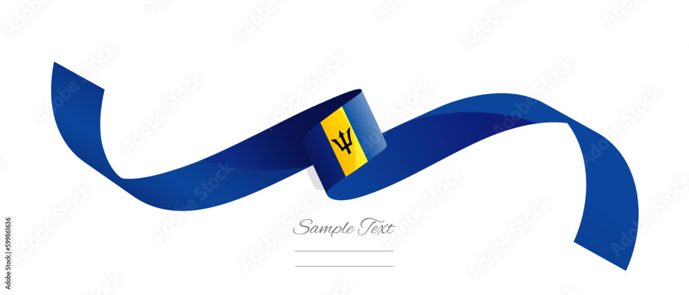 Barbadian flag ribbon vector illustration. Barbados flag ribbon on ...