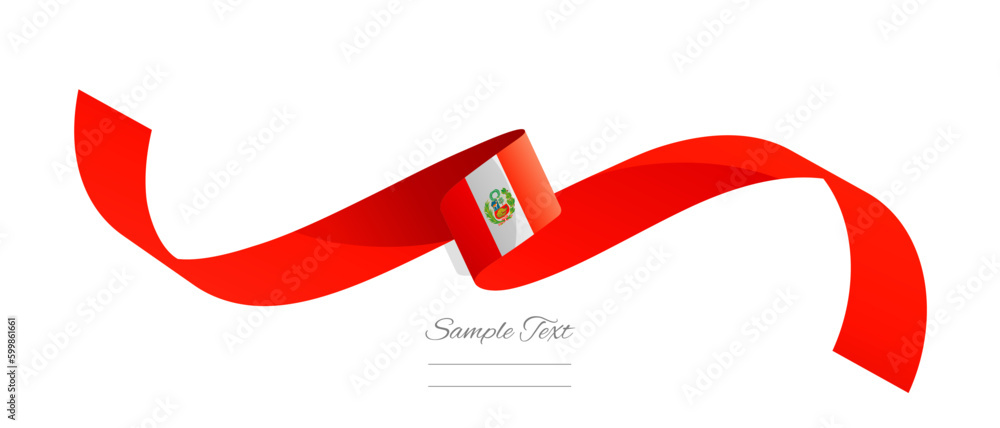 Peruvian flag ribbon vector illustration. Peru flag ribbon on abstract ...