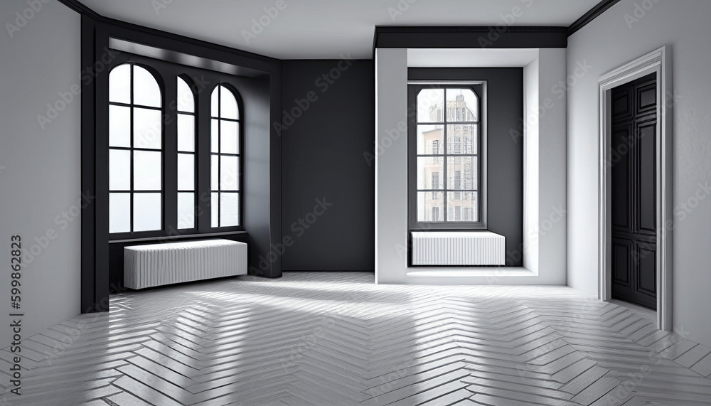 The sleek and minimalist interior design of an empty room, Generative ...