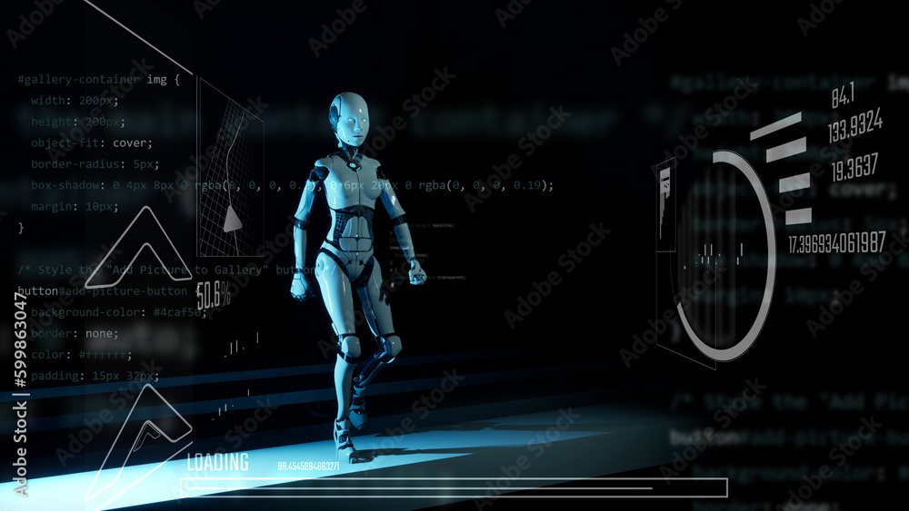 3d illustration of female robot humanoid artificial intelligence ...