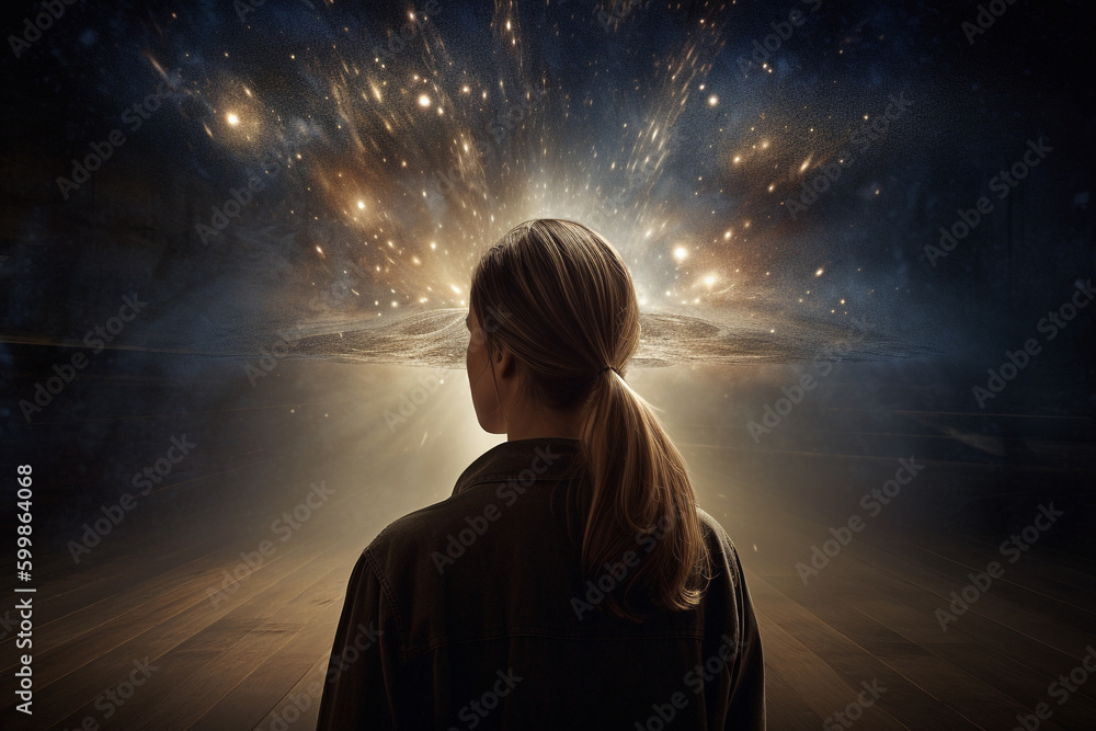 Human and psychology concept. Human dark silhouette and abstract ...