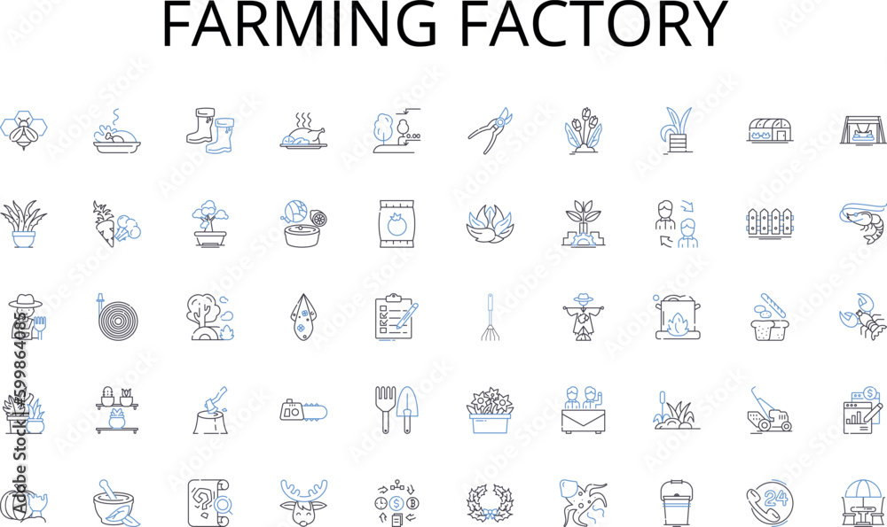Farming factory line icons collection. Growth, Agility, Innovation ...