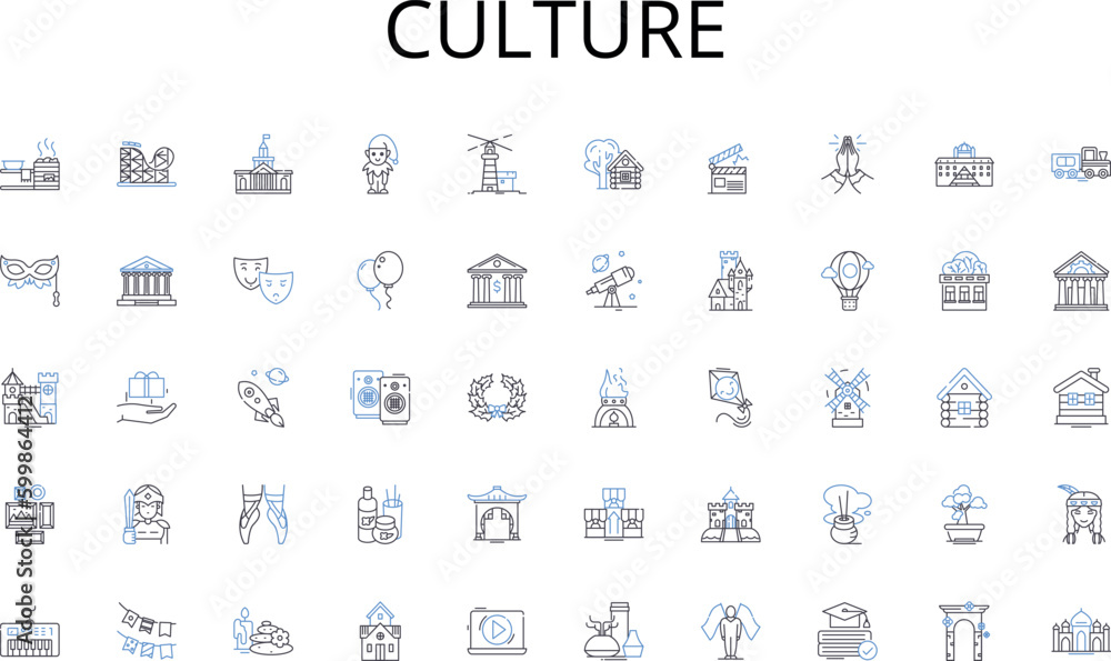 Culture line icons collection. Connections, Nerking, Contacts ...