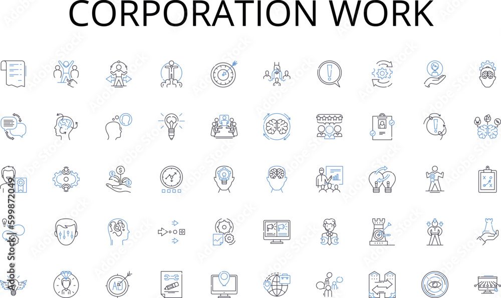 Corporation work line icons collection. Efficiency, Innovation ...