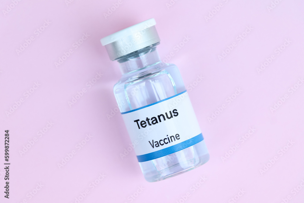 Tetanus vaccine in a vial, immunization and treatment of infection ...