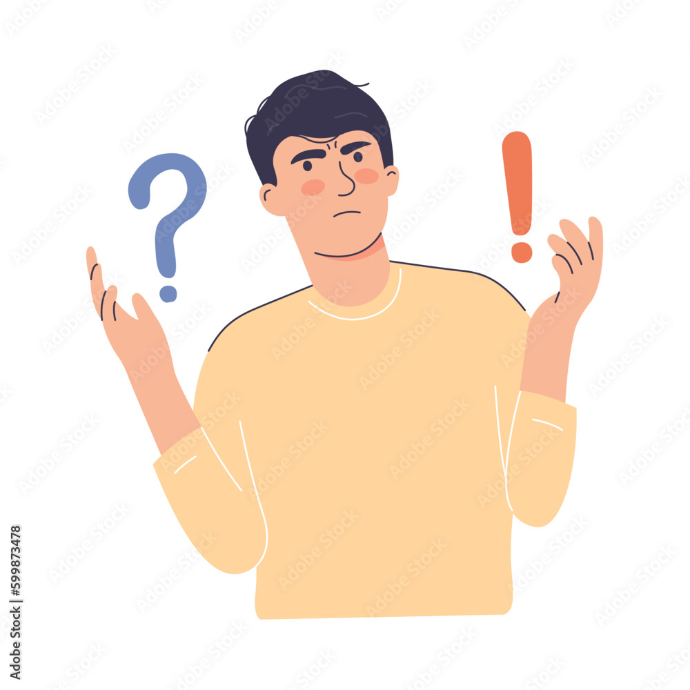 Vector illustration of people marking question and exclamation marks ...