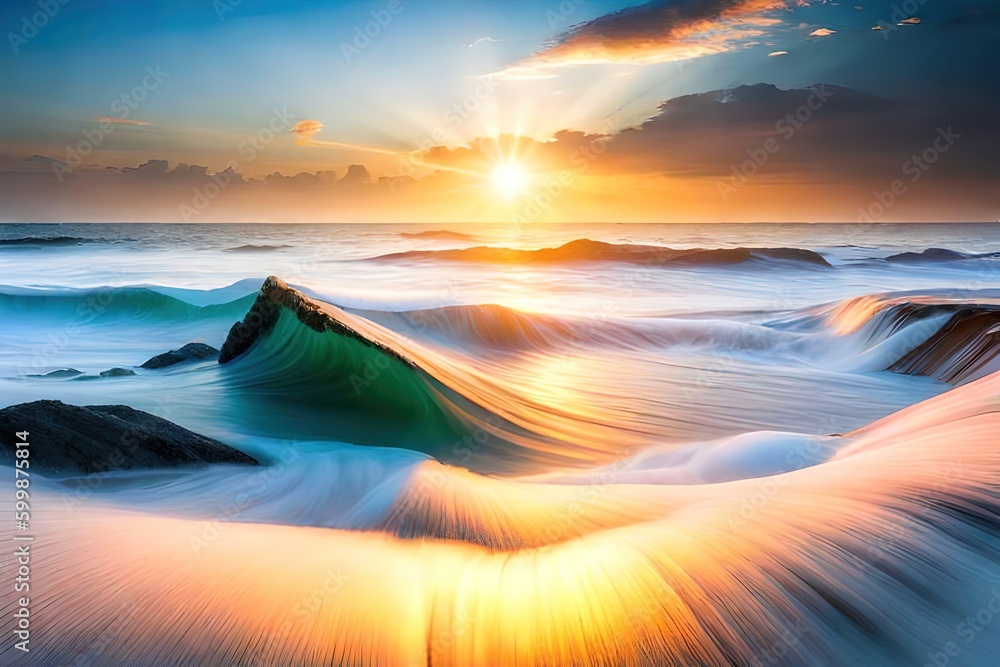 Luminoscent sea waves glittering, cinematic ocean wave, nature, full hd ...