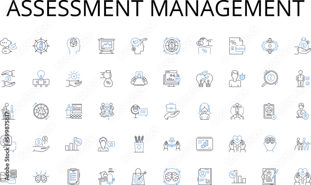 Assessment management line icons collection. Teamwork, Synergy ...