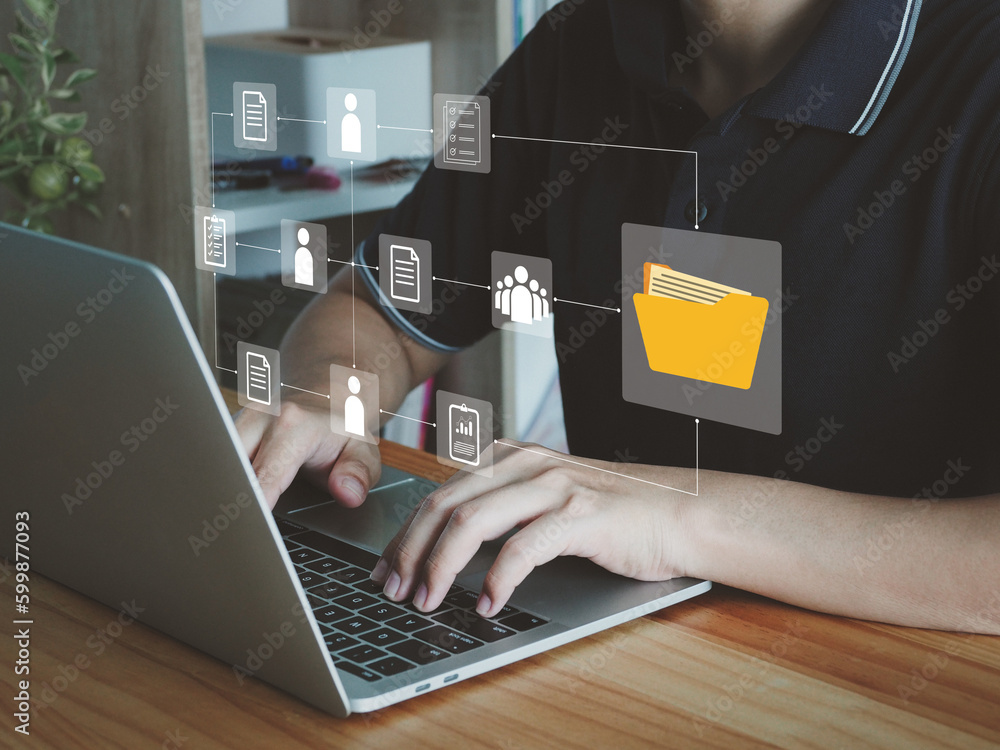document management system concept access or Share document file ...