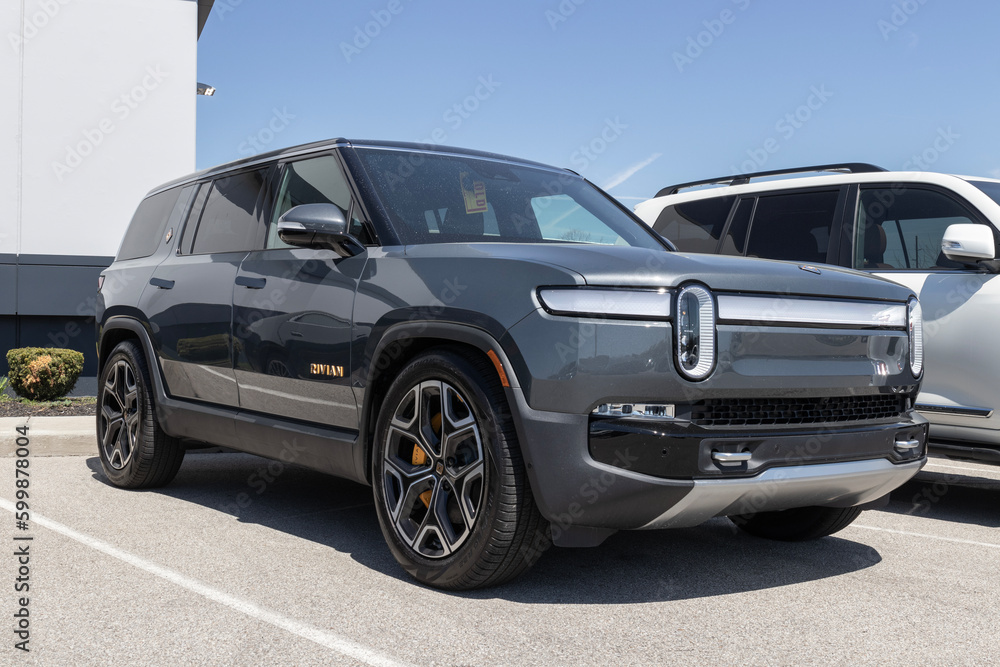 Rivian R1S EV Electric Vehicle display at a dealership. Rivian offers ...