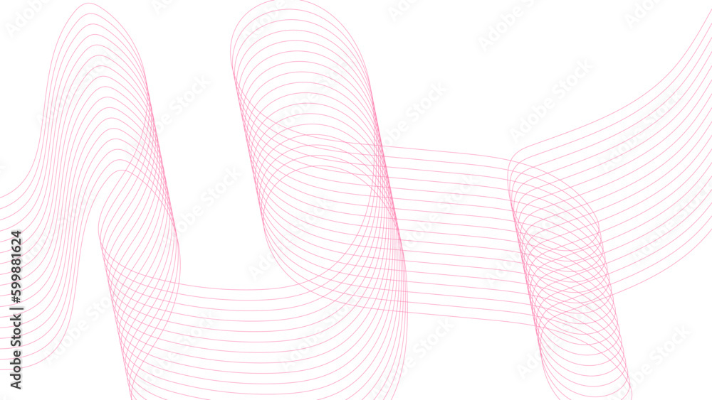 pink, wave lines on transparent background. Abstract vector pink wave ...