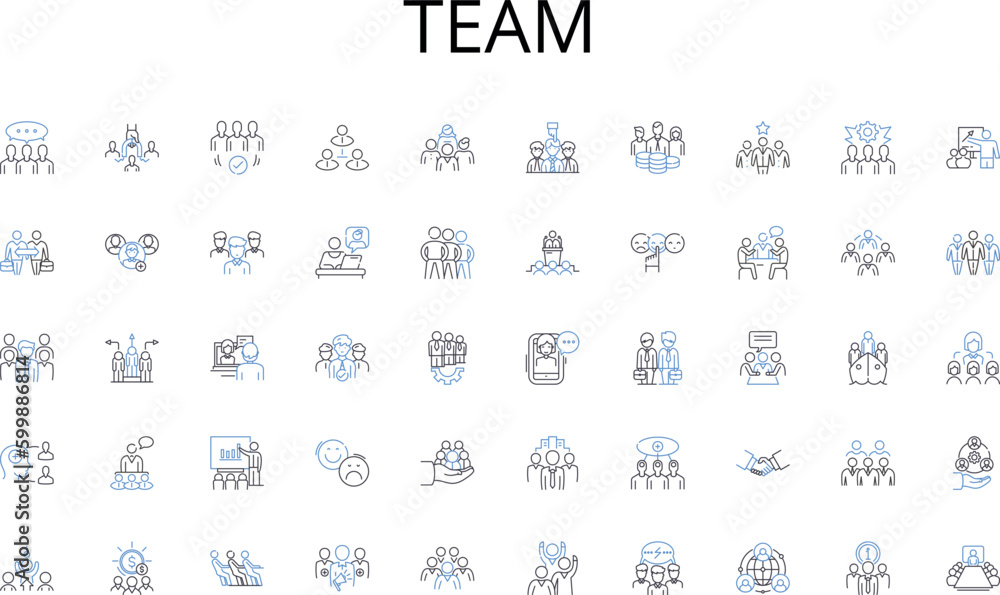 Team line icons collection. Segmentation, Targeting, Positioning ...