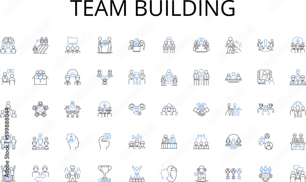 Vecteur Stock Team building line icons collection. Prestige ... Vecteur Stock Team building line icons collection. Prestige ...