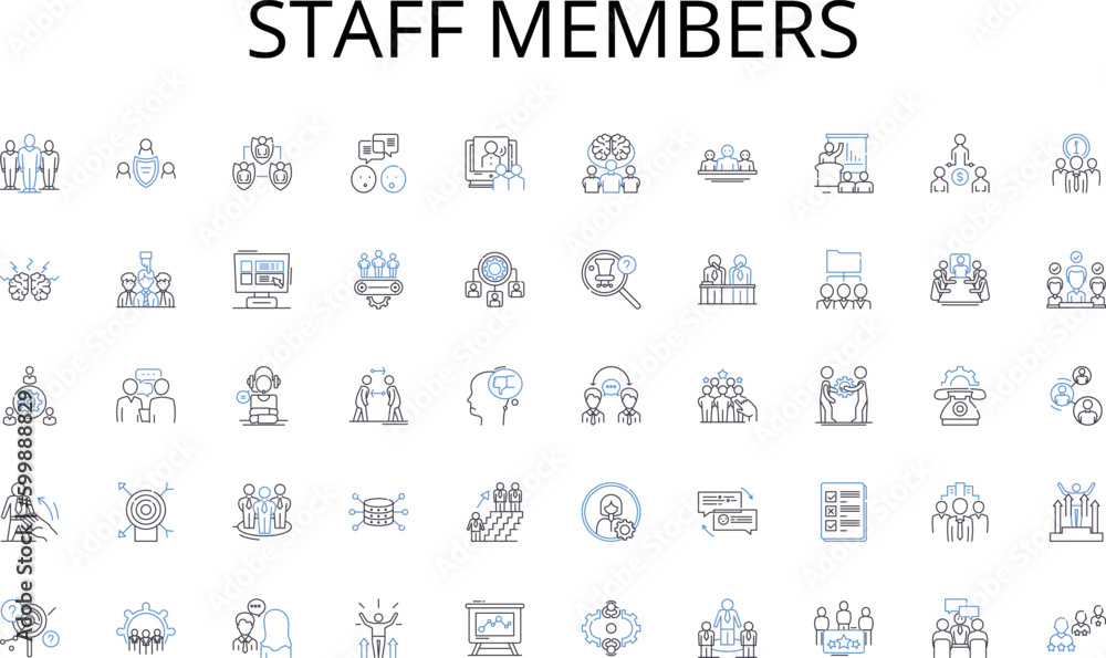 Staff members line icons collection. Strategy, Analysis, Budget ...