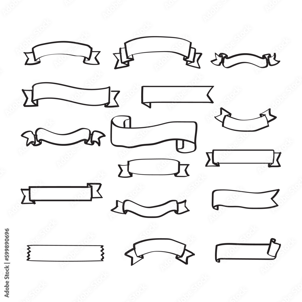 vector of hand drawn ribbons,vector illustration Stock Vector | Adobe Stock