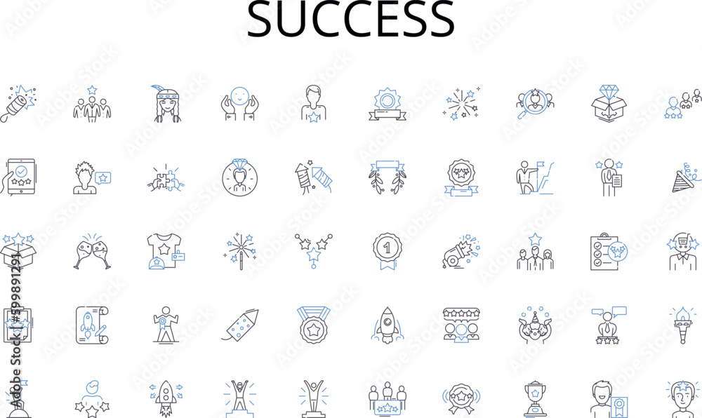 Success line icons collection. Investment, Portfolio, Finance, Savings ...