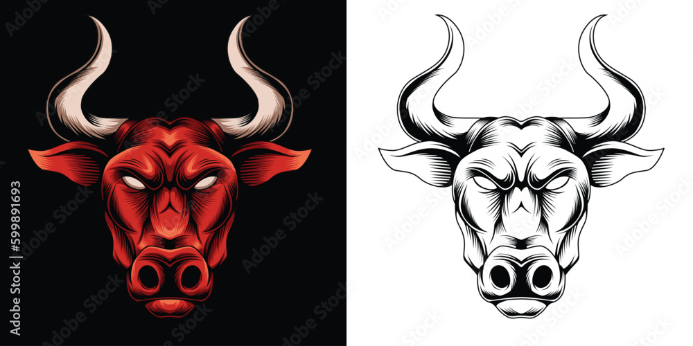 Bull head vector illustration Stock Vector | Adobe Stock