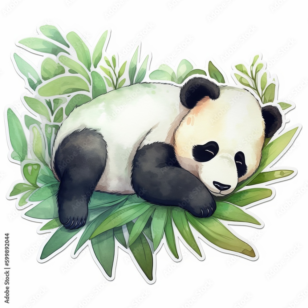 cute panda sticker, A cute sticker of a chubby panda lying on its back ...