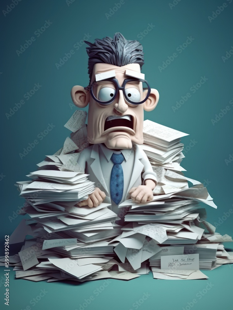 Papers Overload: The Hilarious Struggles of a Desperate Businessman, 3D ...