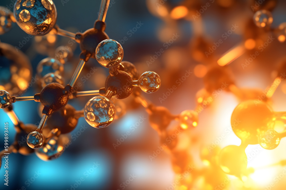 chemistry molecule and atoms background photo, in the style of ray ...