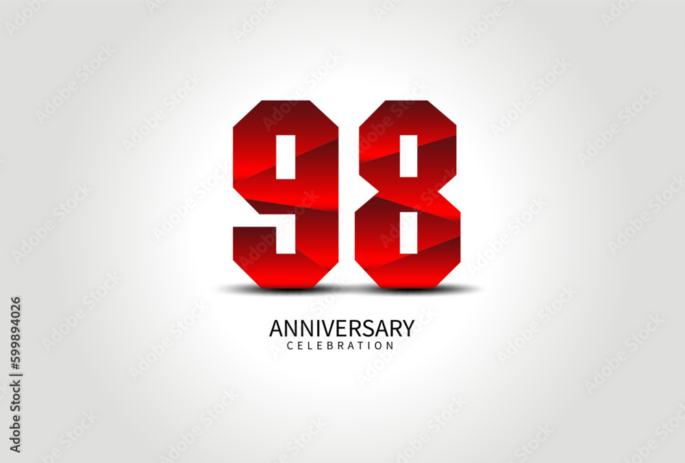 Vetor de 98 Year Anniversary Celebration Logo red vector, 98 Number ...