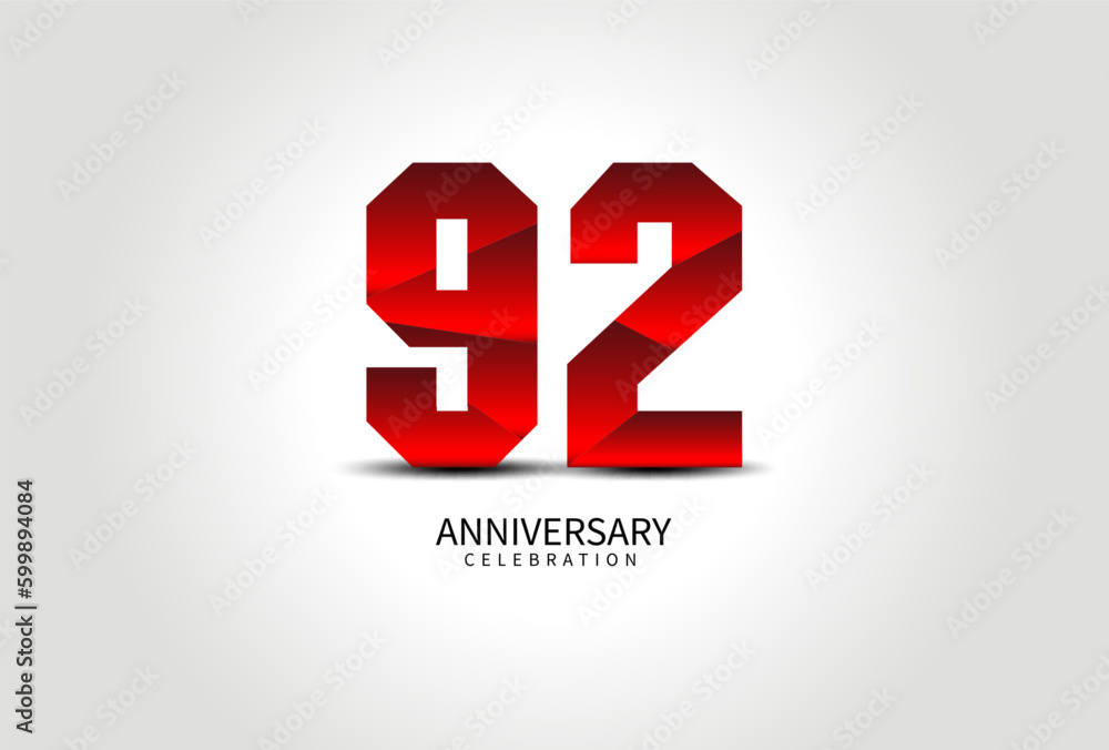 92 Year Anniversary Celebration Logo red vector, 92 Number Design, 92th ...