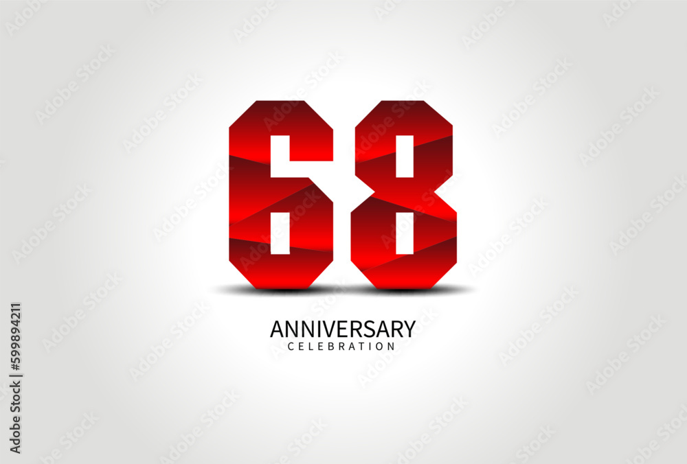 Vecteur Stock 68 Year Anniversary Celebration Logo red vector, 68 ...