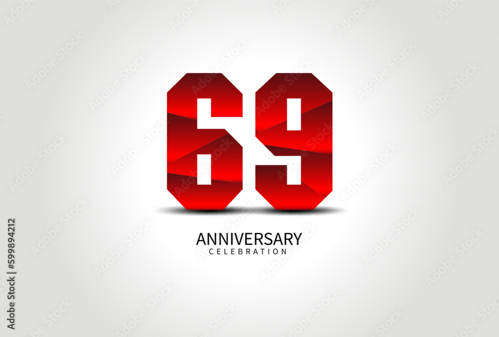 69 Year Anniversary Celebration Logo red vector, 69 Number Design, 69th ...